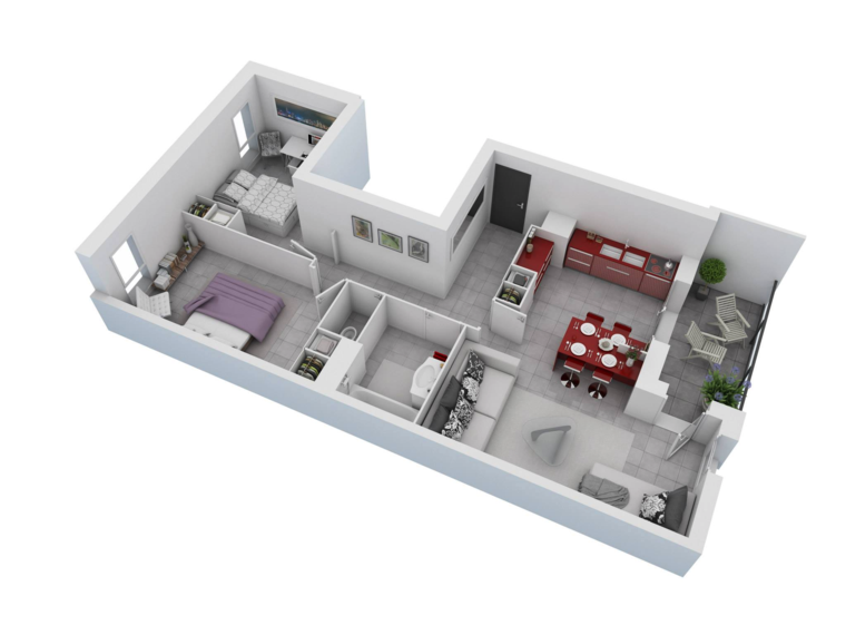 Plan de maison 2 chambres 3d - Idées de travaux