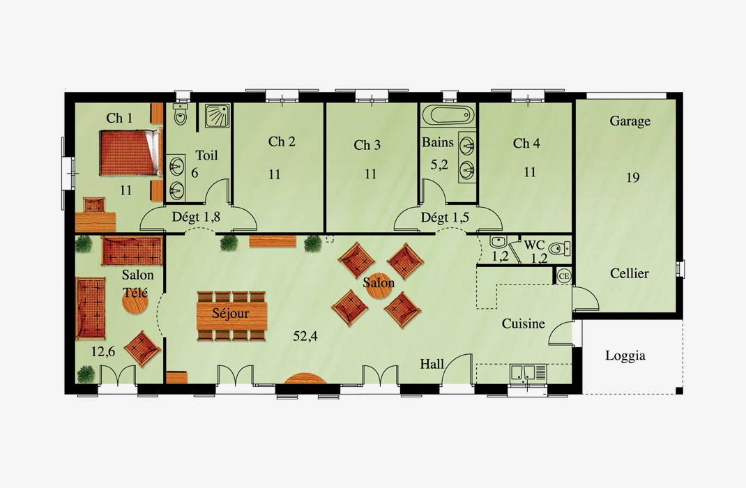 Plan de maison plain pied loft - Idées de travaux