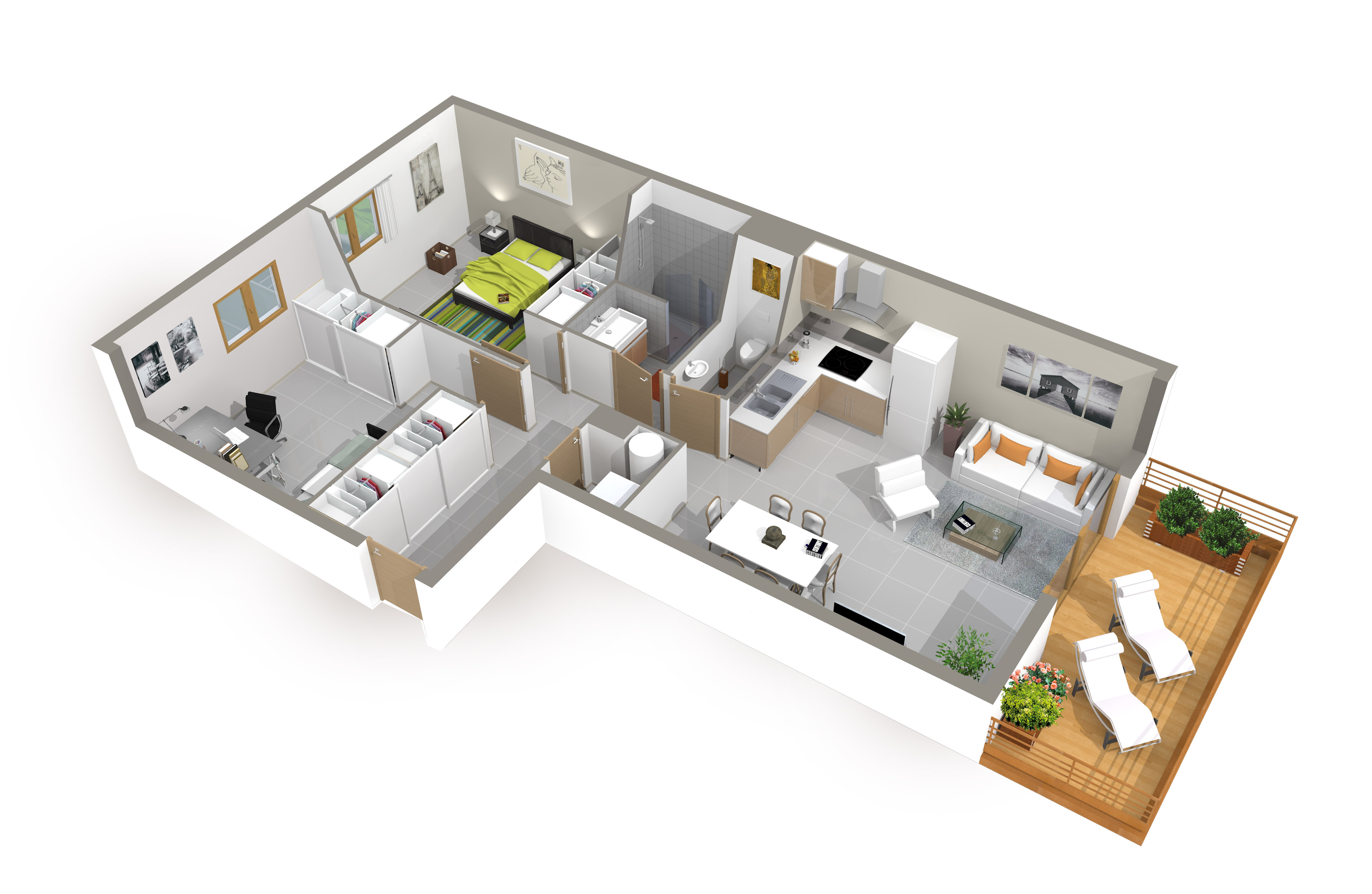 Plan 3d interieur de maison - Idées de travaux