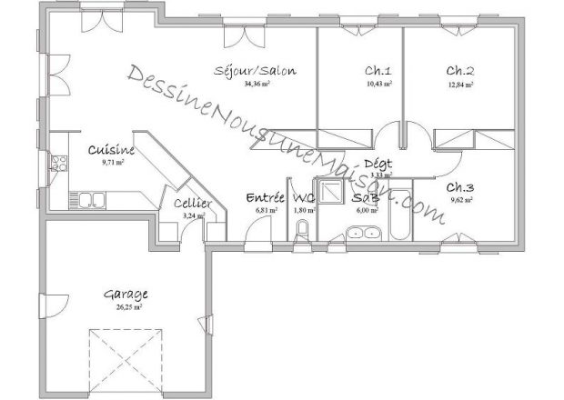 Plan de maison plain pied 90m2 - Idées de travaux